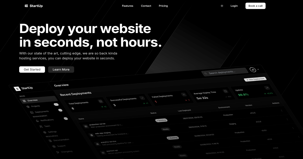 Next js Landing Page Template - Modern Website Design